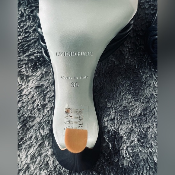 Emilio Pucci | Shoes | Emilio Pucci Navy Blue Leather Mule Heel Sandal ...